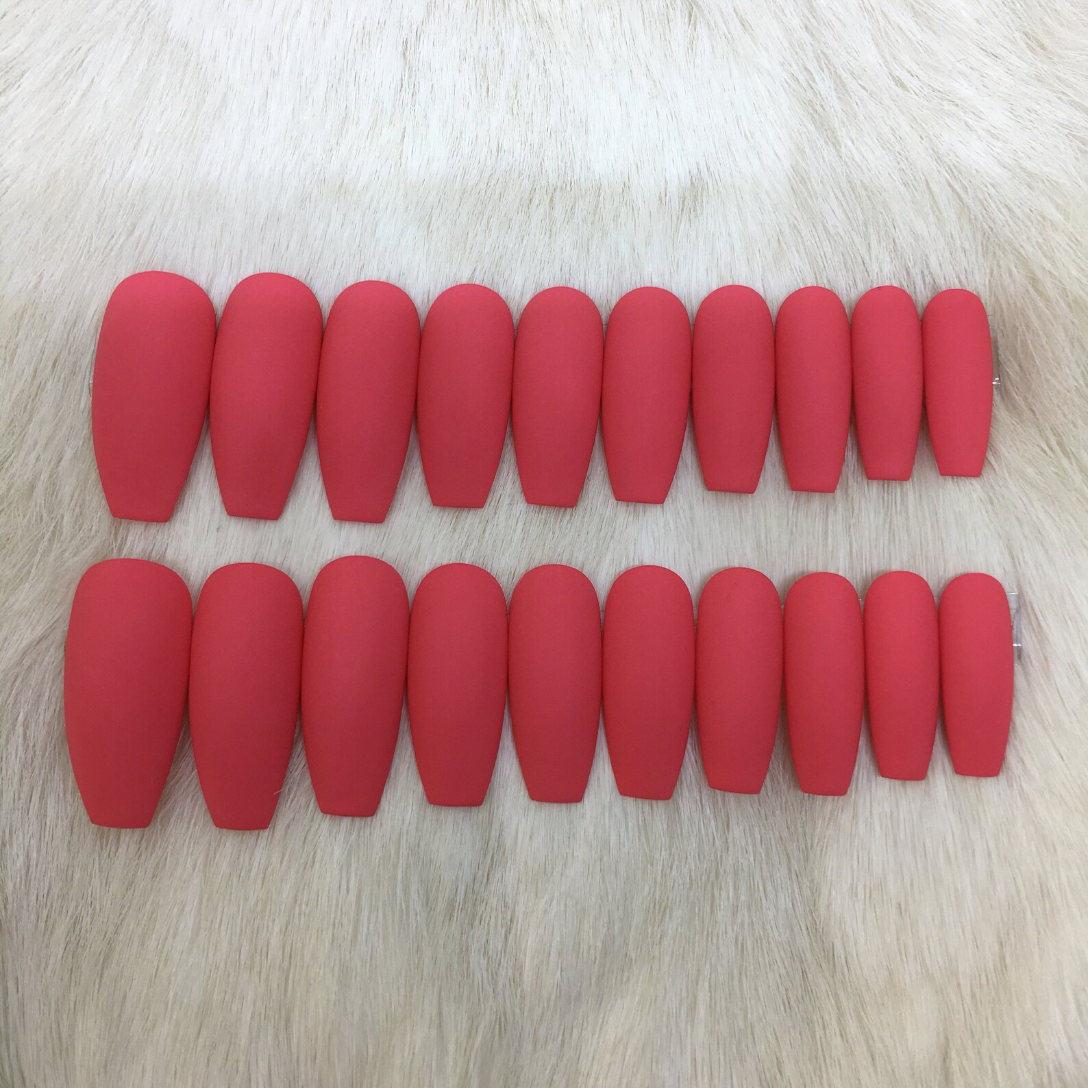 Set of 20 Handpainted Rose Red Matte Nails CHOOSE YOUR | Etsy