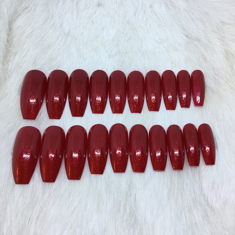 Set of 20 Handpainted Devil Red Glitter Gloss Nails CHOOSE - Etsy