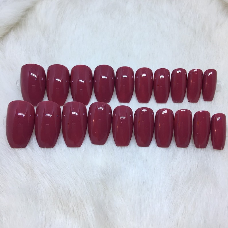 Set of 20 Handpainted Mauve Berry Nails CHOOSE YOUR SHAPE | Etsy