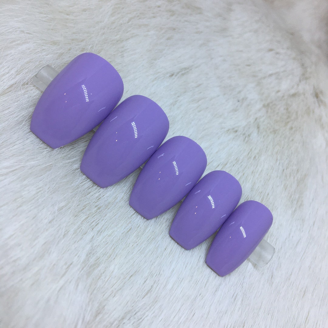 Set of 20 Handpainted Purple Pastel Gumdrop Glossy Nails | • CHOOSE ...