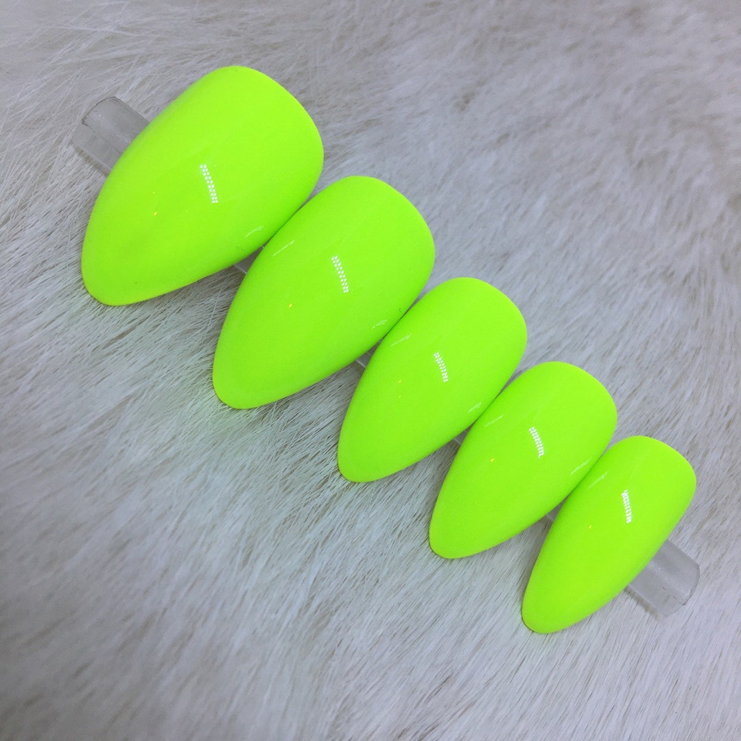 Set of 20 Handpainted Sprite Fusion Neon Glossy Nails | • CHOOSE YOUR ...