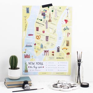 New York Illustrated Map New York Print New York Map - Etsy