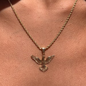 18K American Winged Eagle Rope Necklace,winged Eagle Mens Rope Necklace ...