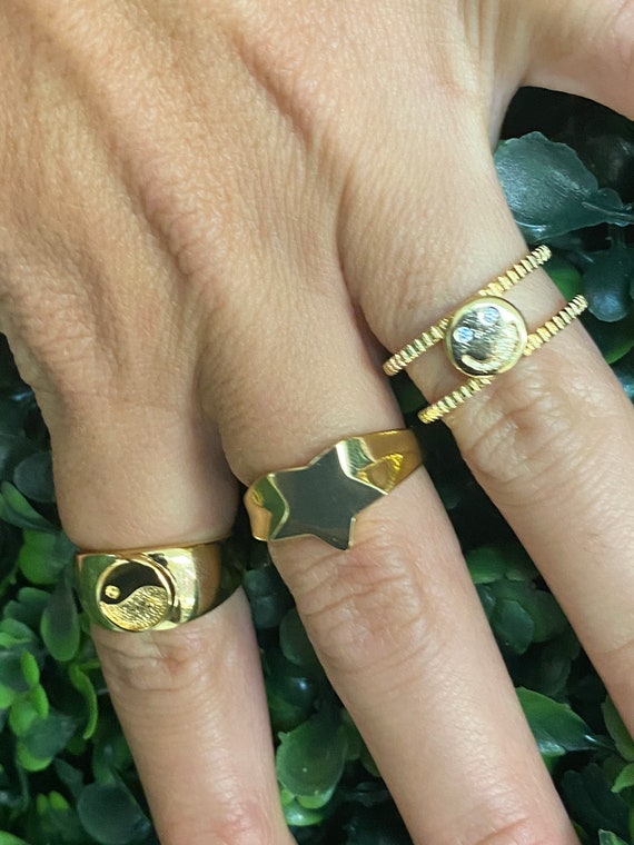 Gold Yin Yang Signet Ringboho Ying Yang Hunky Ringgift for | Etsy
