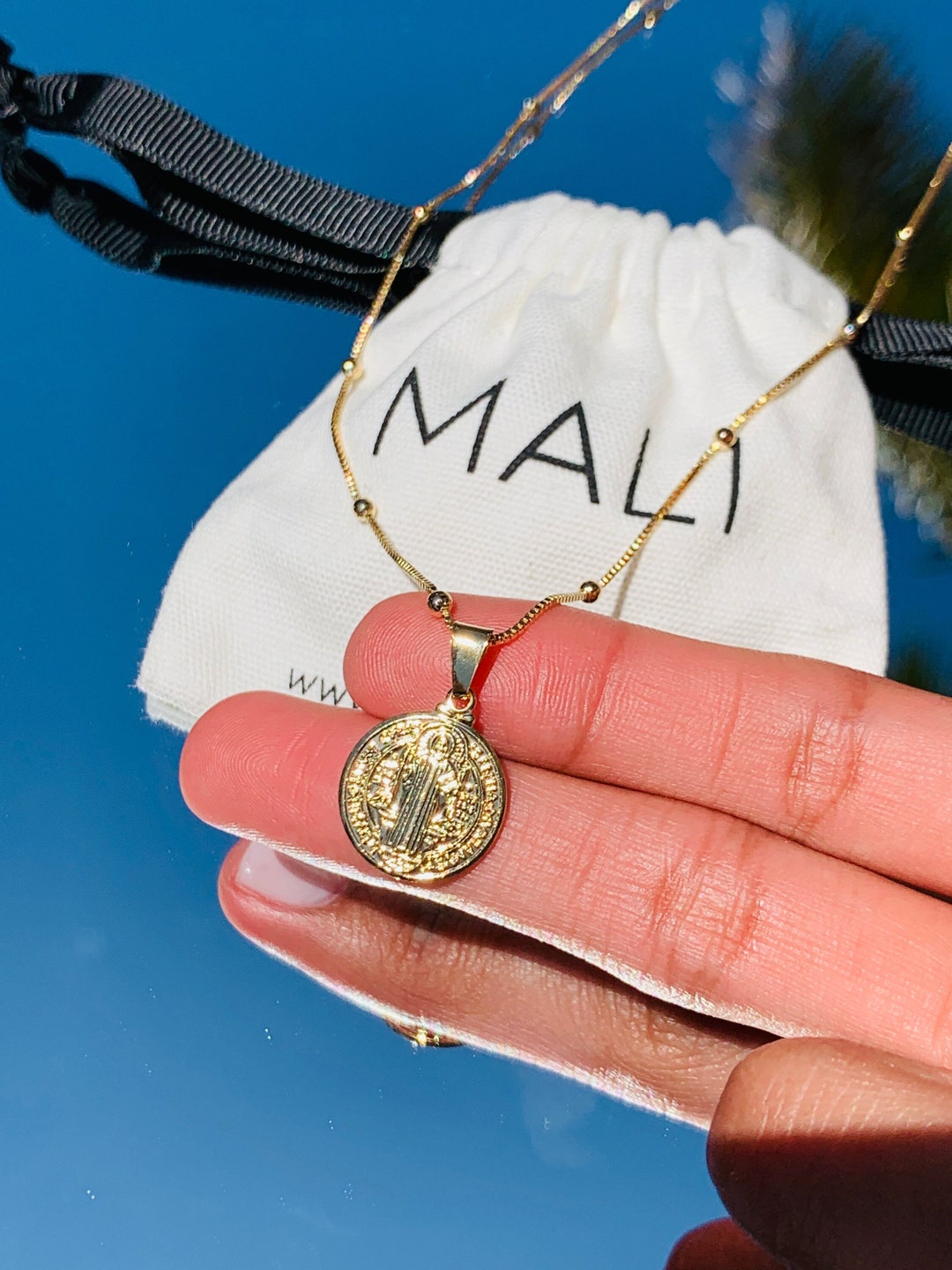 18k Saint Benedict Medal Necklace, Religious Gift, St Benedict Jewelry ...