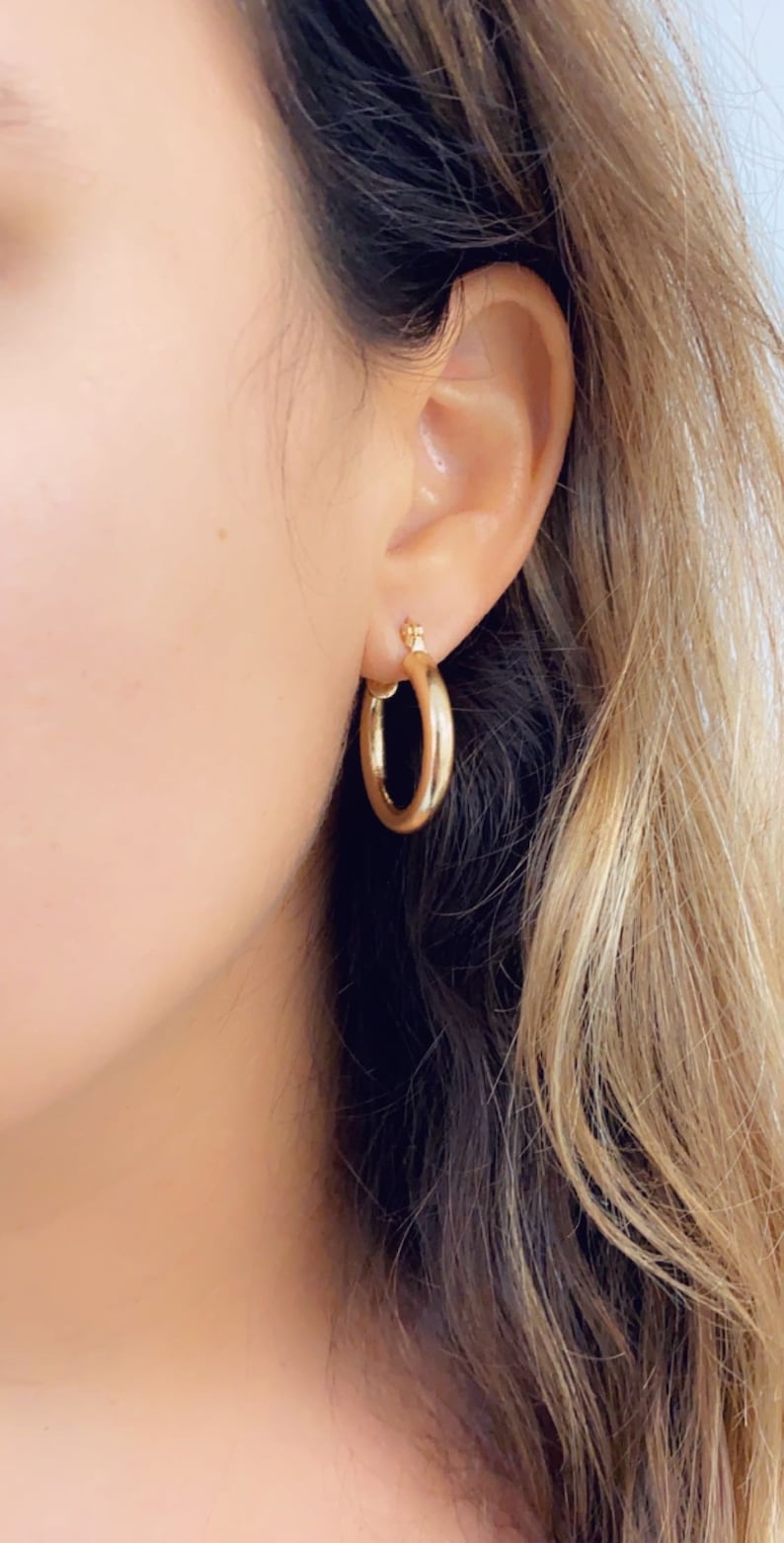 25mm 18KT Gold Filled Hoop Earrings Medium Sized Hoop - Etsy