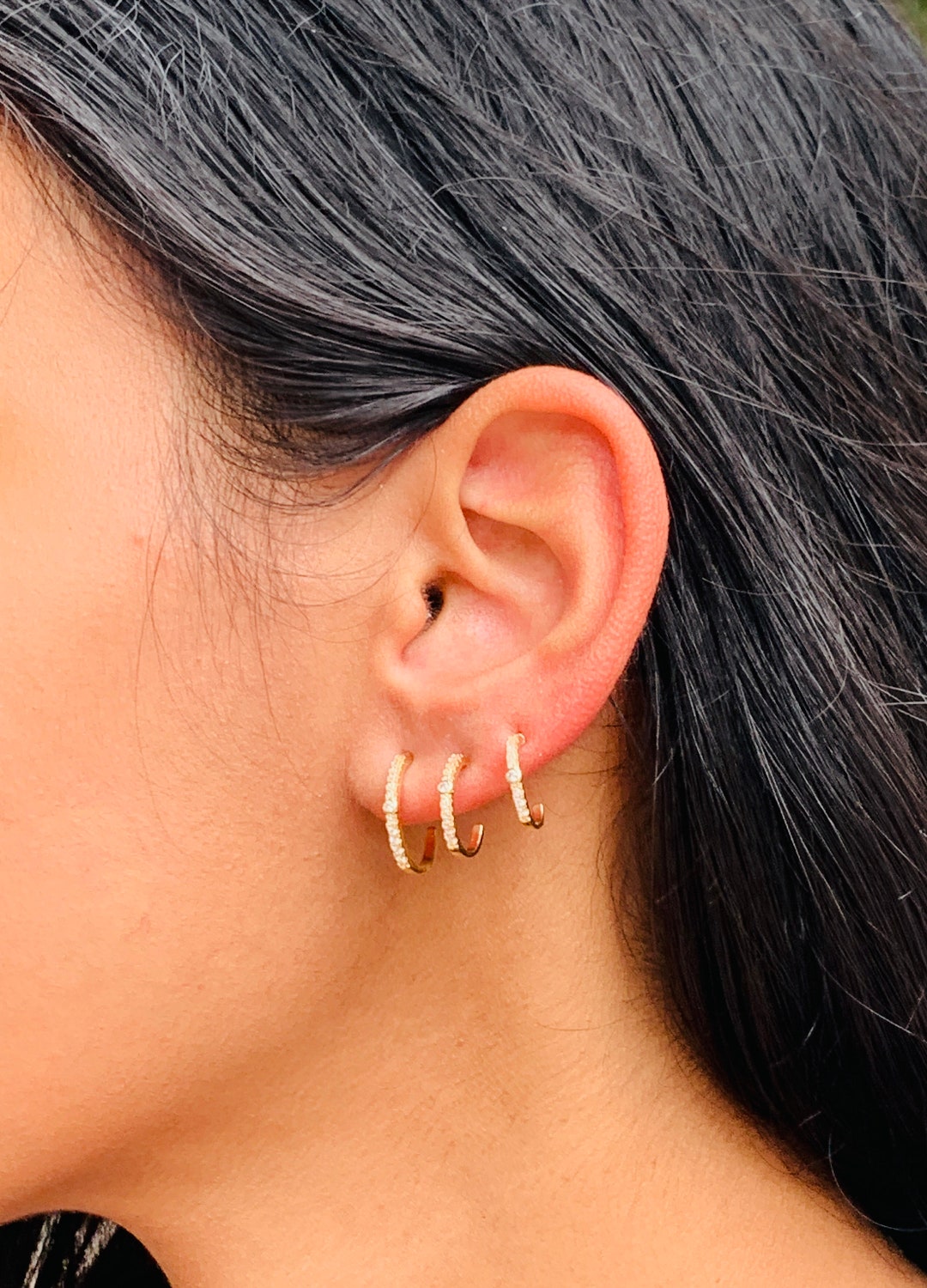 18K Gold Filled Small Hoops, Minimalist Hoops, Small Diamond Hoops ...