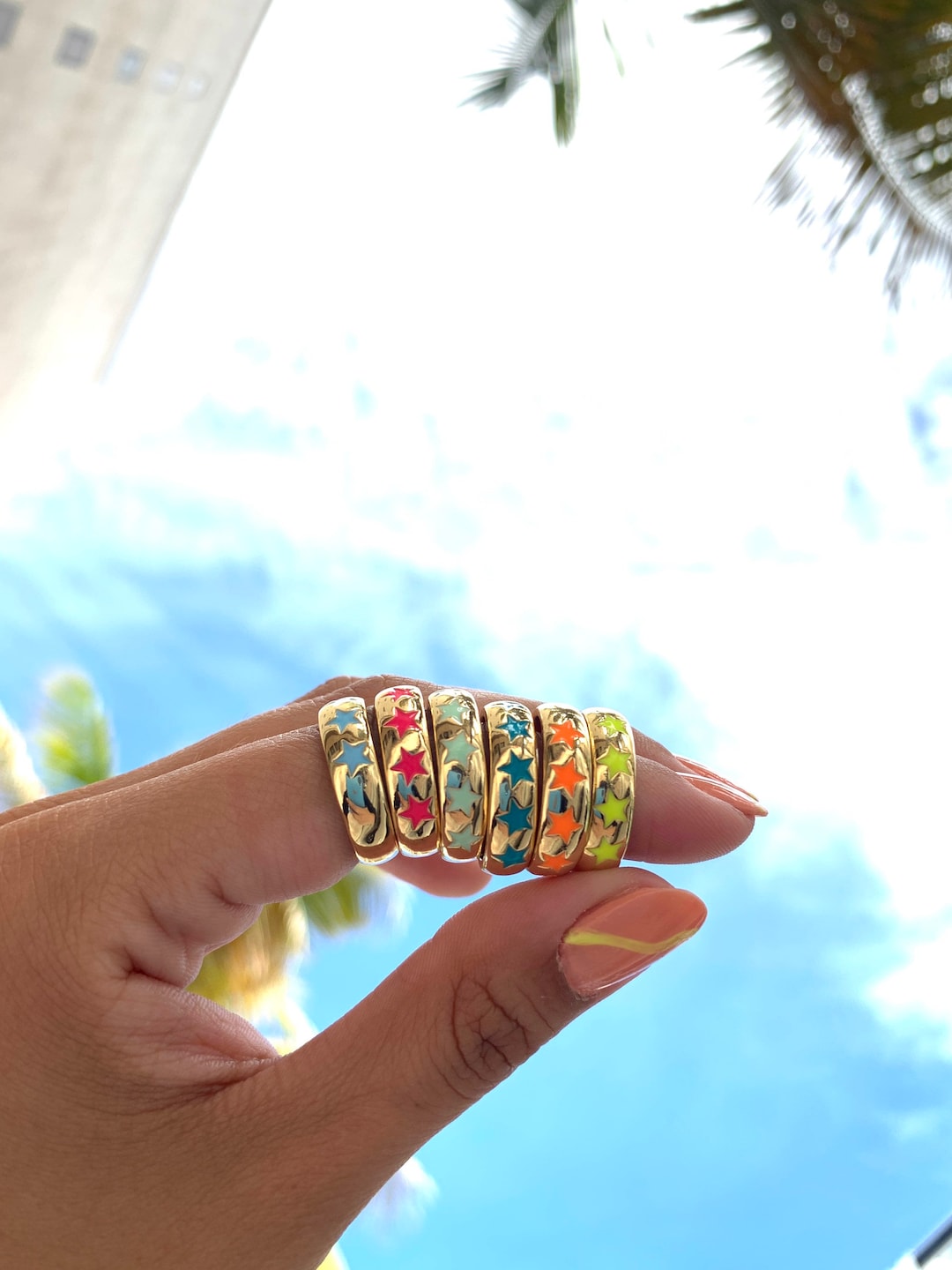 Dainty Enamel Star Ring,colorful Star Ring, Stacking Ring,celestial ...