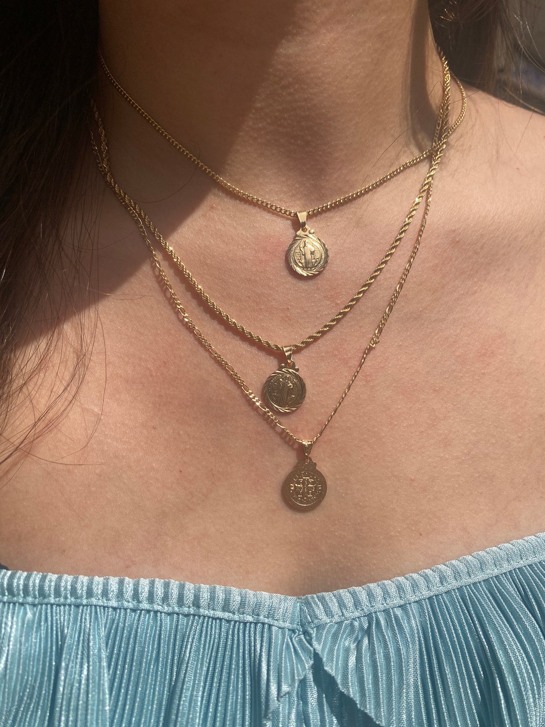 18k Saint Benedict Medal Necklace, St. Benedict Jewelry, Religious ...