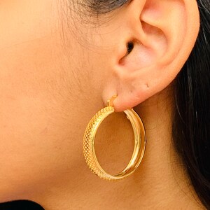 Large Gold Filled Hoops, Thick Gold Hoops, Ridged Hoops, Chunky Hoops, Earrings,large ...