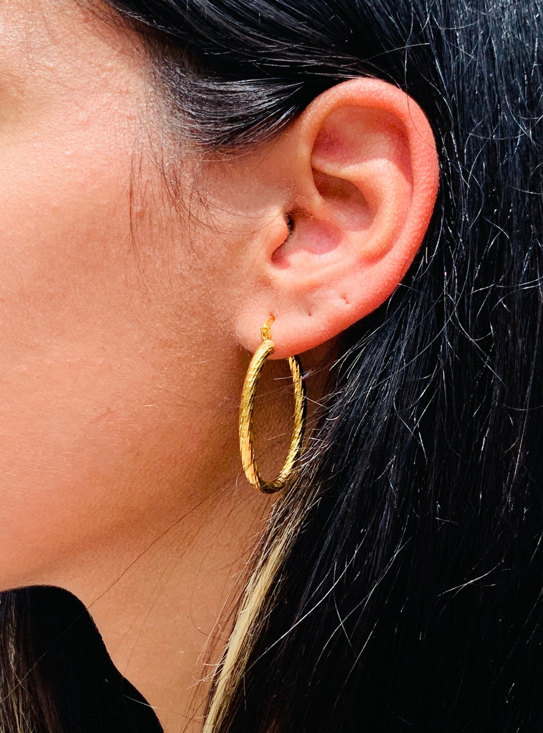 Large Gold Filled Hoop Earrings, Braided Hoop Earrings, Beveled Hoops, Hammered Hoops, Everyday ...