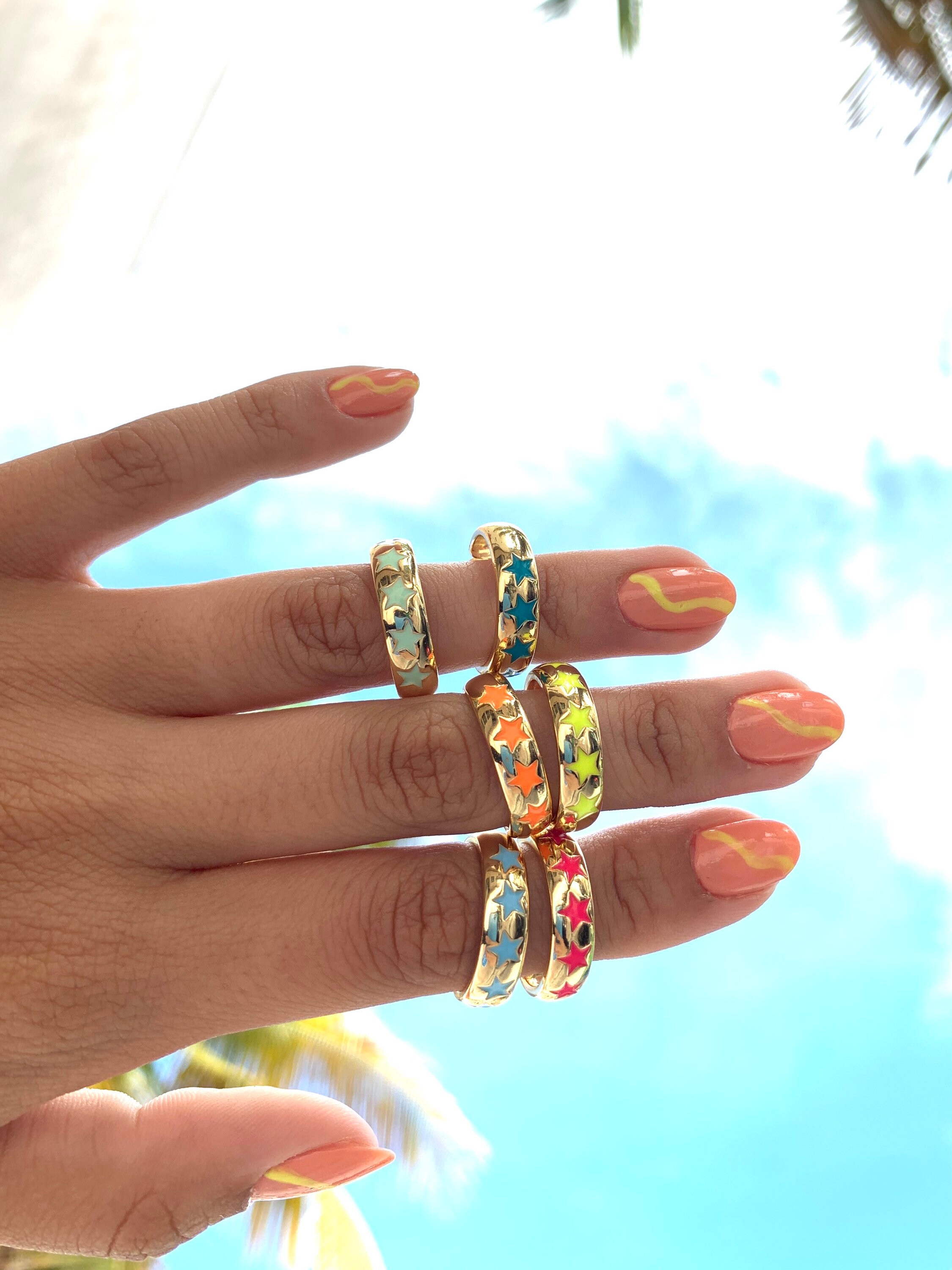 Dainty Enamel Star Ring,colorful Star Ring, Stacking Ring,celestial ...