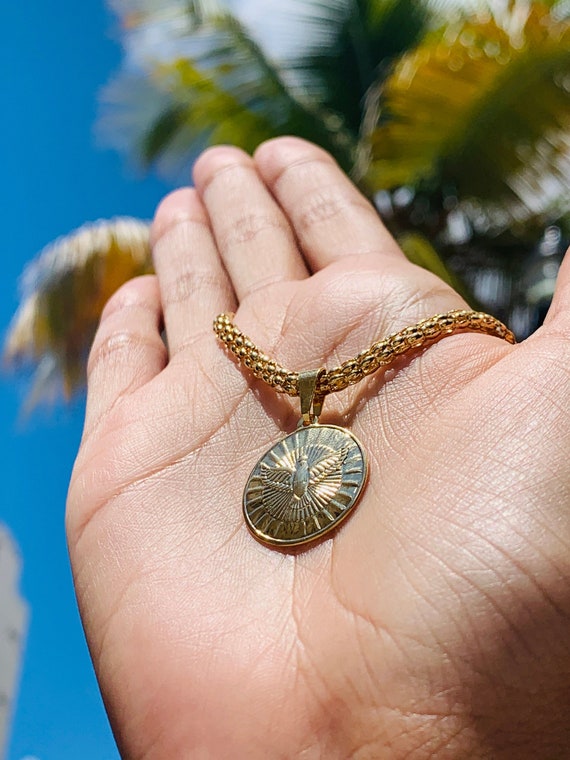 18K Holy Spirit Pendant on Chain Necklaceconfirmation Gift - Etsy