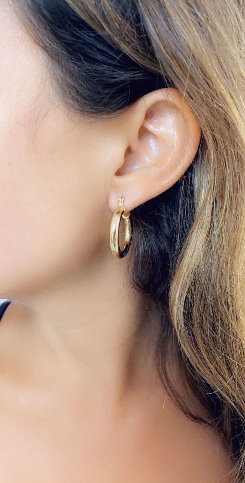 25mm 18KT Gold Filled Hoop Earrings Medium Sized Hoop - Etsy