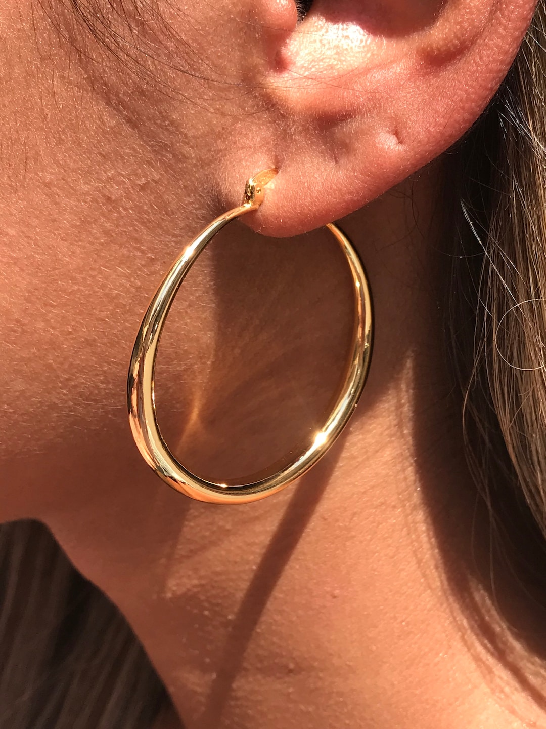 18K Gold Filled Rounded Hoops, Waterproof Hoops, Gold Medium Hoop Earrings, Statement Hoops ...