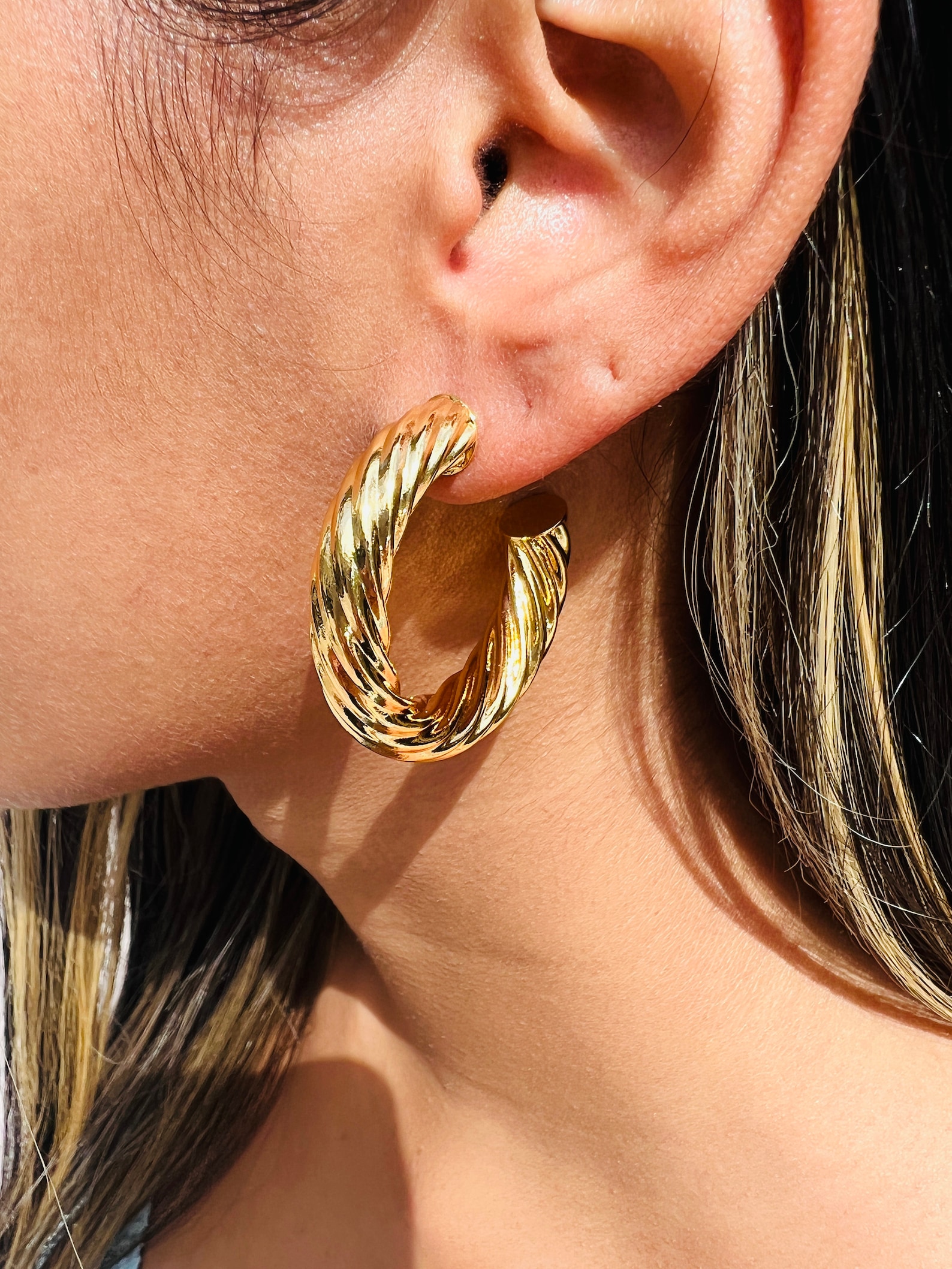 18K Gold Filled Thick Rope Hoops Braided Hoops Vintage - Etsy