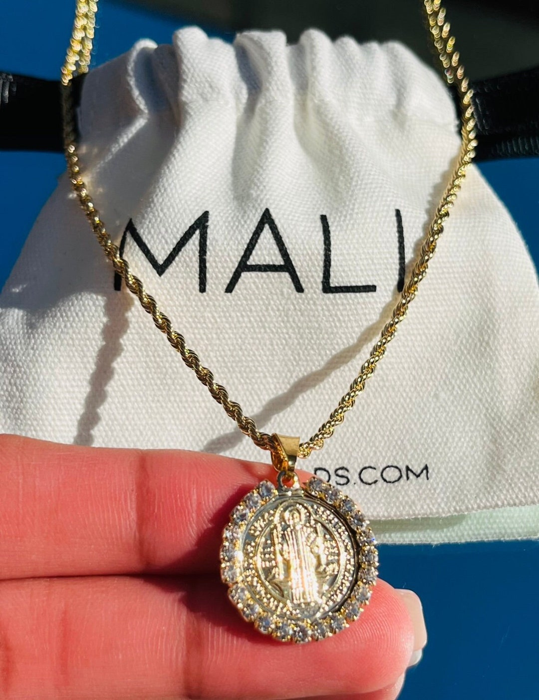 18k Gold Saint Benedict Necklace,religious Gift,st Benedict Jewelry ...