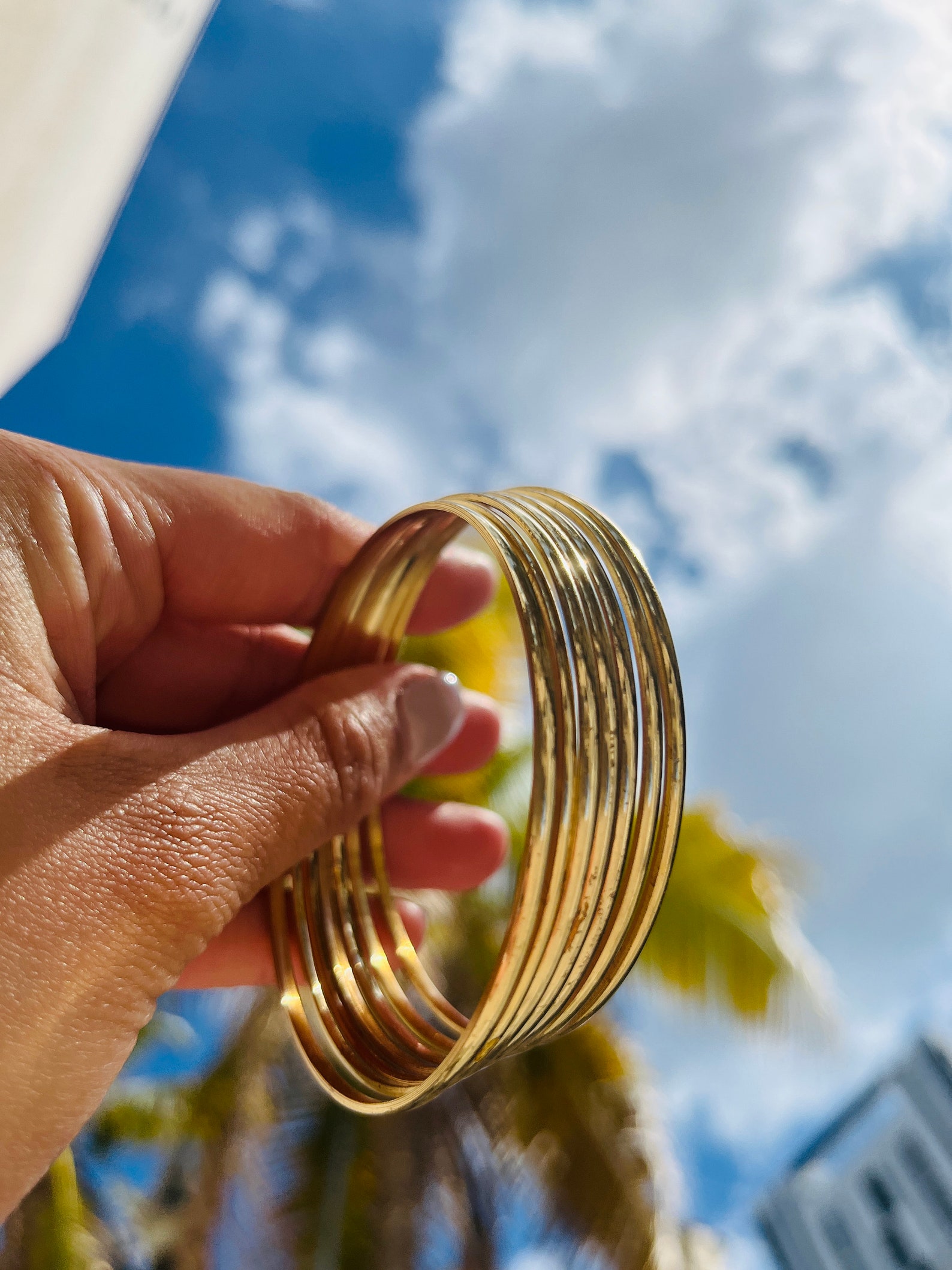 Minimalist Gold Bangle Set of 5, Thin Gold Filled Bangle Bracelet ...