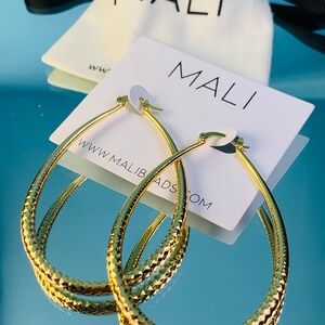 18K GF Large Ridged Teardrop Hoops, Hammered Hoops, Gold Filled Hoops, Large Hoop Earrings ...
