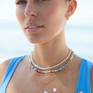 Colorful Gemstone Beaded Necklace, Summer Necklace, Candy Rainbow ...