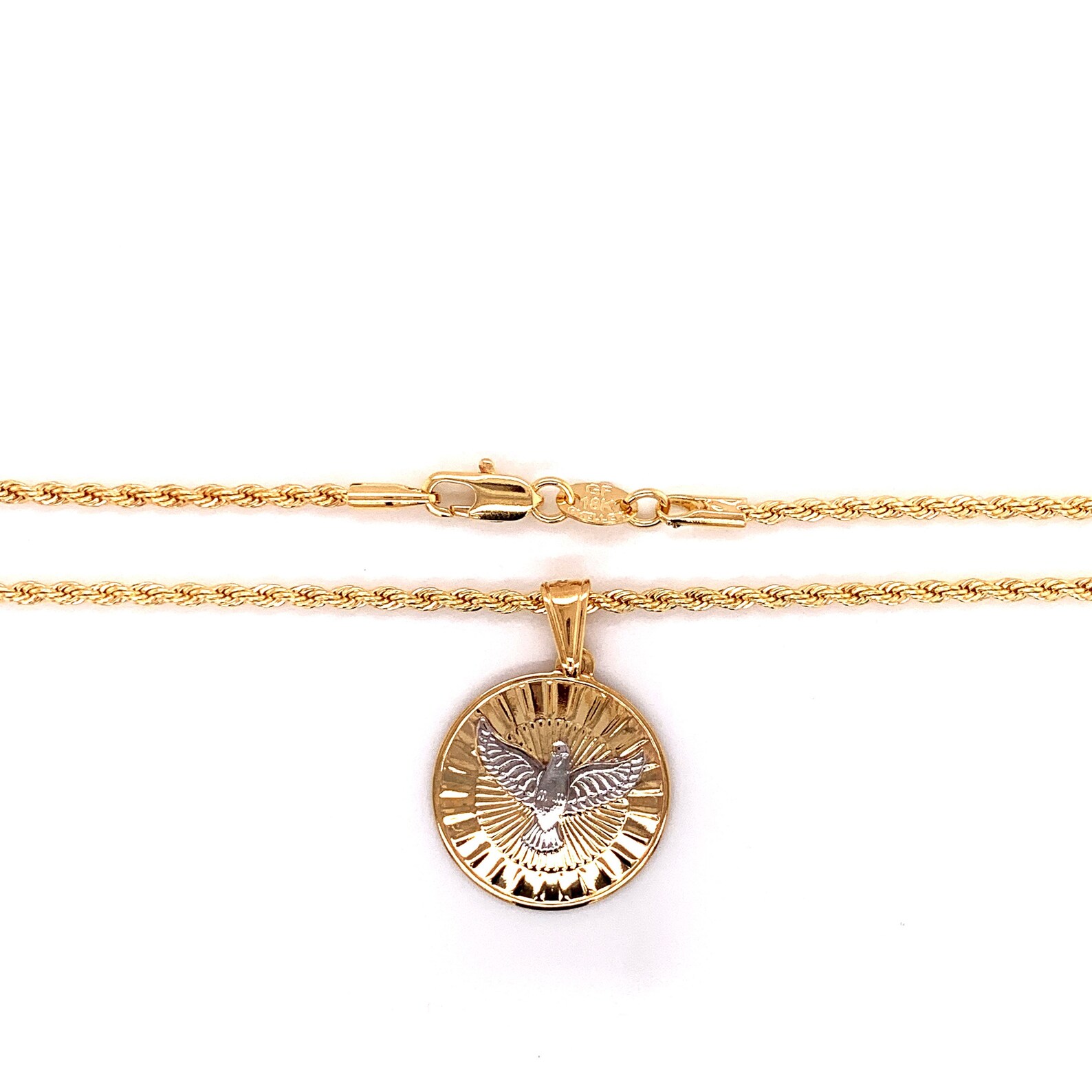 18K Holy Spirit Pendant on Rope Chain Necklaceconfirmation - Etsy