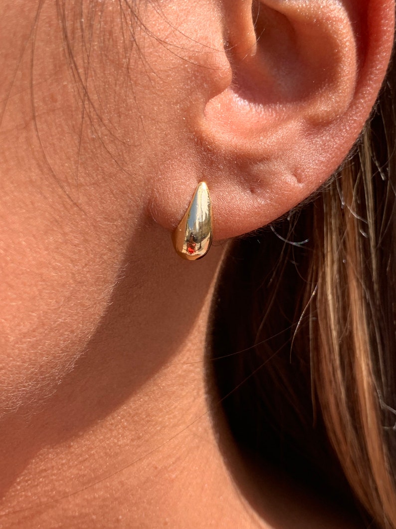 Gold Filled Huggies Chunky Teardrop Studs Dome Huggies - Etsy