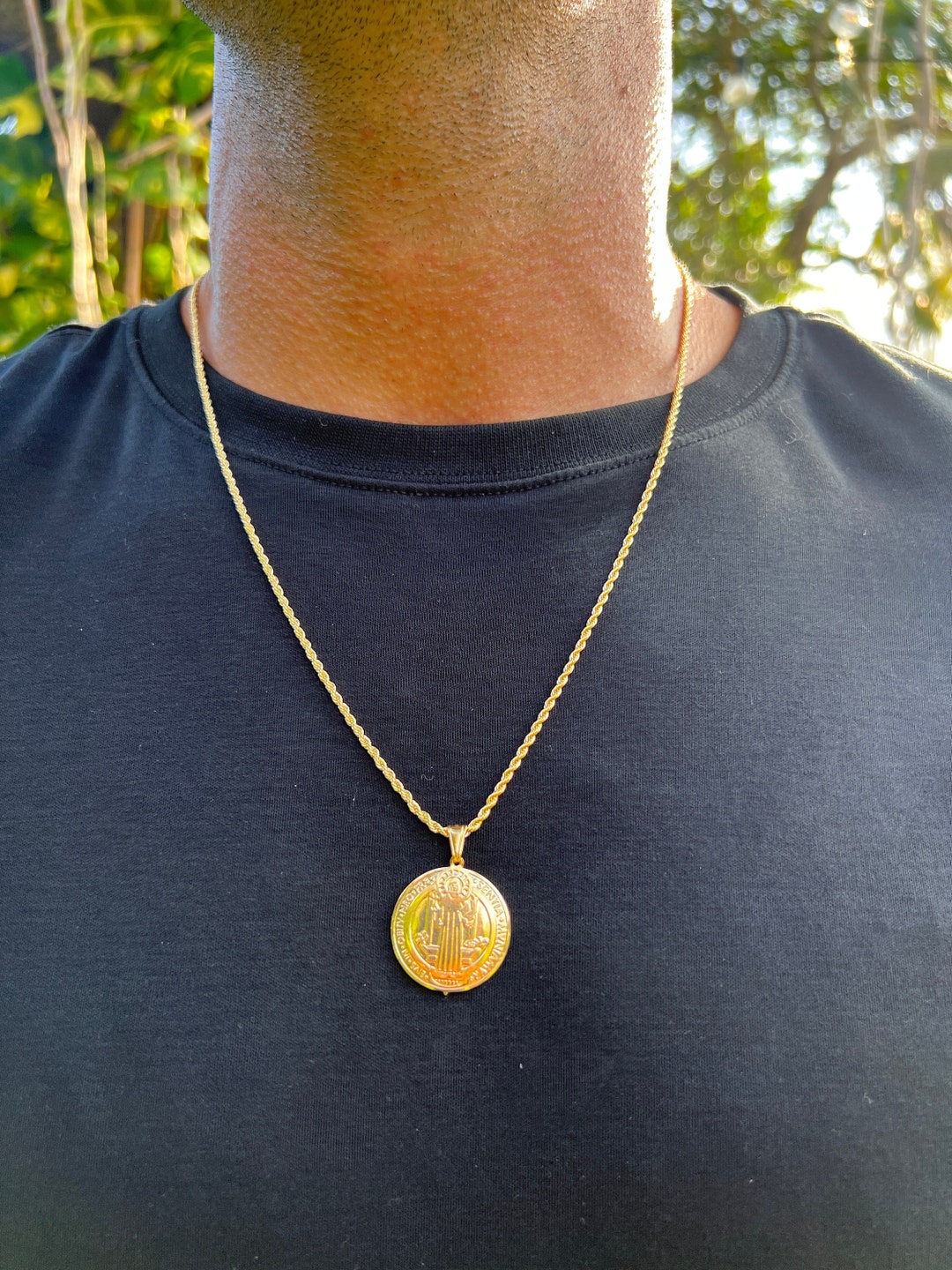 18k Saint Benedict Medal Necklace, St. Benedict Jewelry, Religious ...