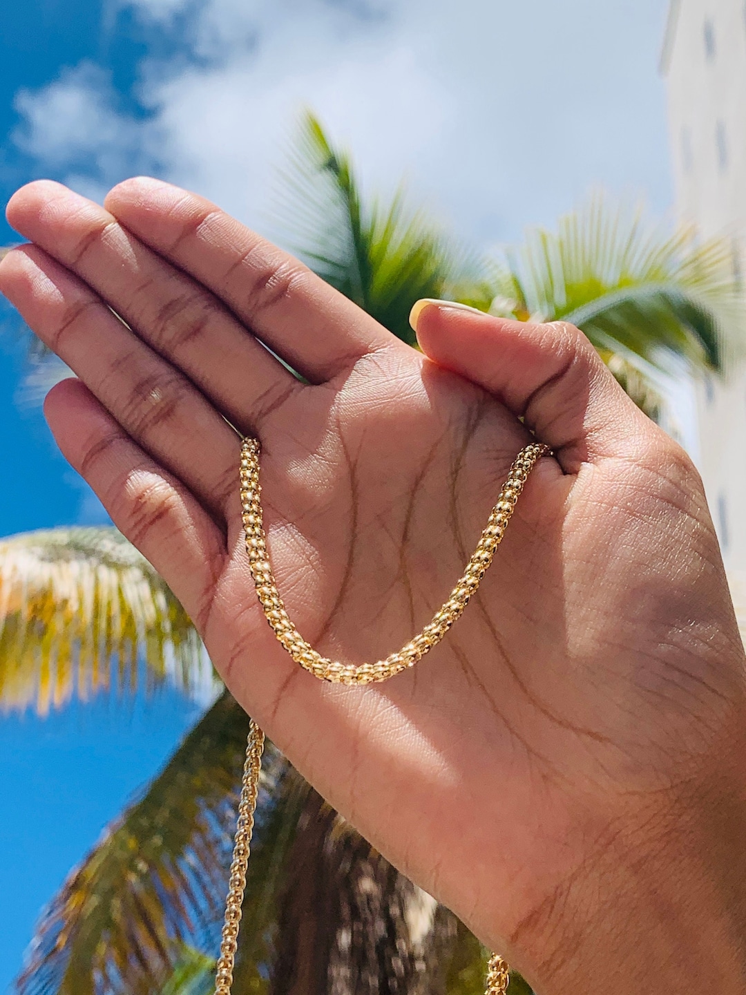 18KT Gold Filled Thick Mens Chain,mens Necklace,mens Jewelry,mesh Chain ...