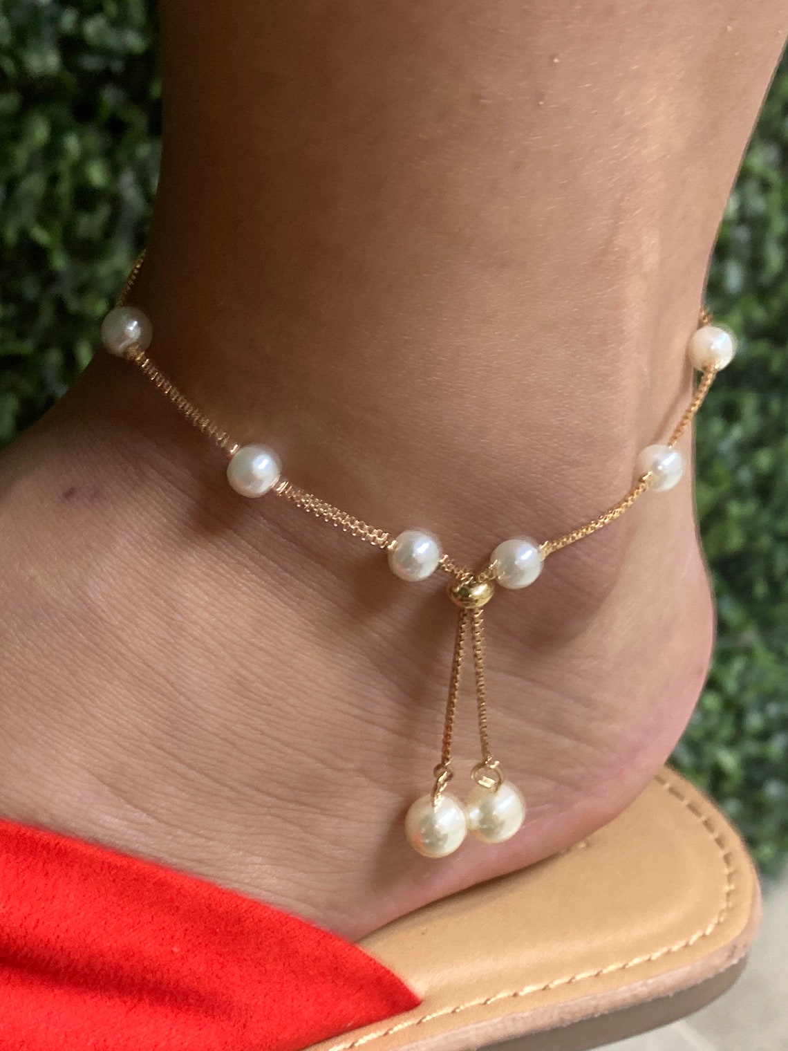 18K GF Pearl Anklets for WomenGold Filled Pearl Anklet for | Etsy