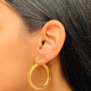 Large Gold Filled Hoops, Thick Gold Hoops, Ridged Hoops, Chunky Hoops, Earrings,large ...