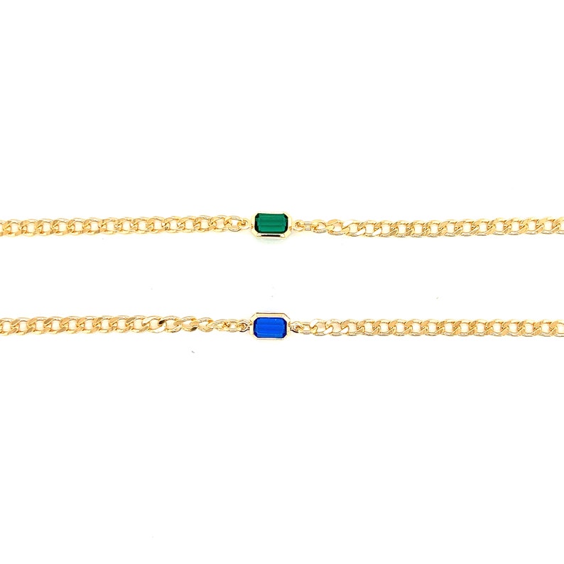 Emerald Green Gemstone Necklace Gold Filled Chain With - Etsy