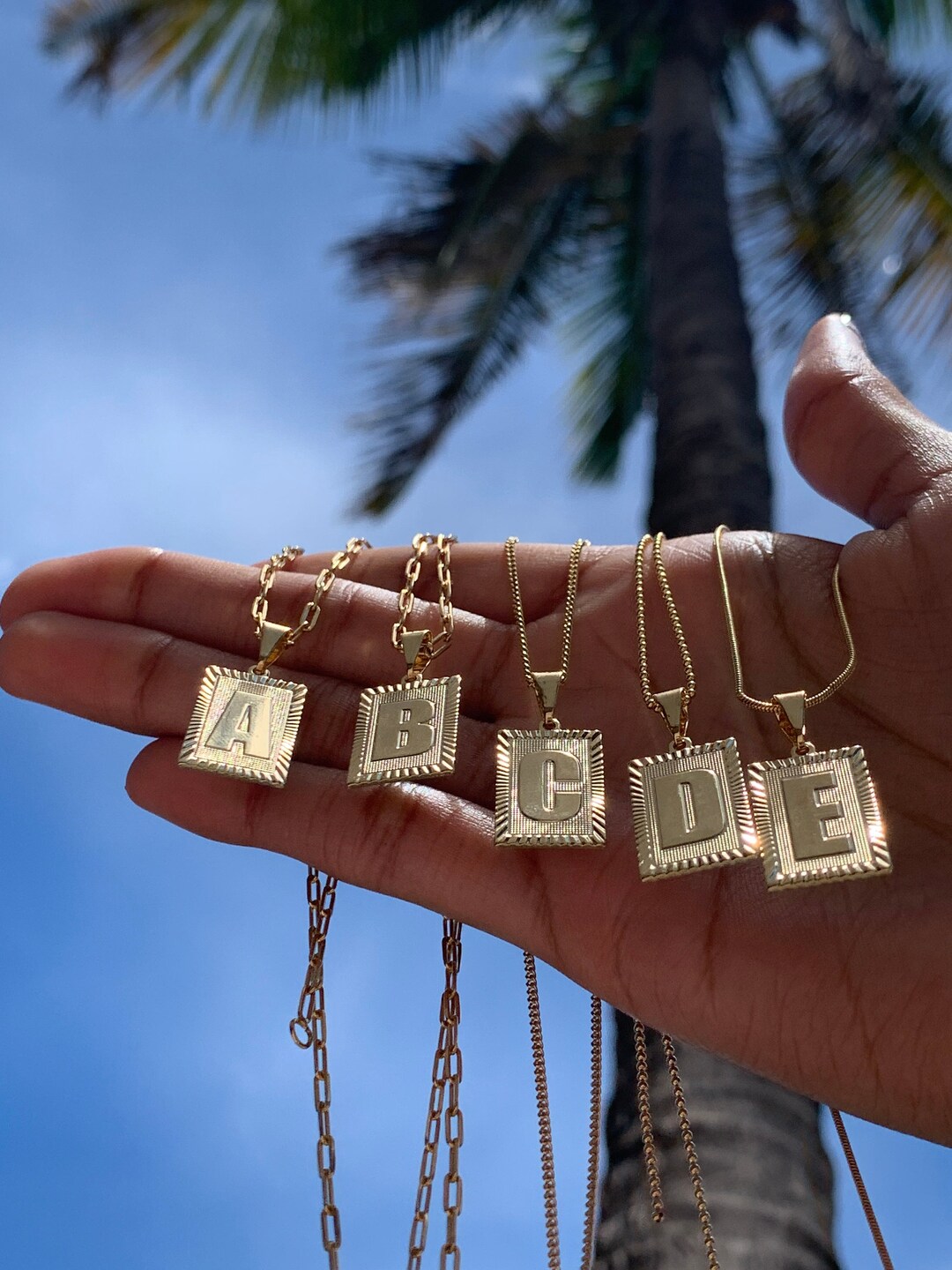 18K Gold Filled Square Initial Necklace,block Letter Pendant Necklace ...