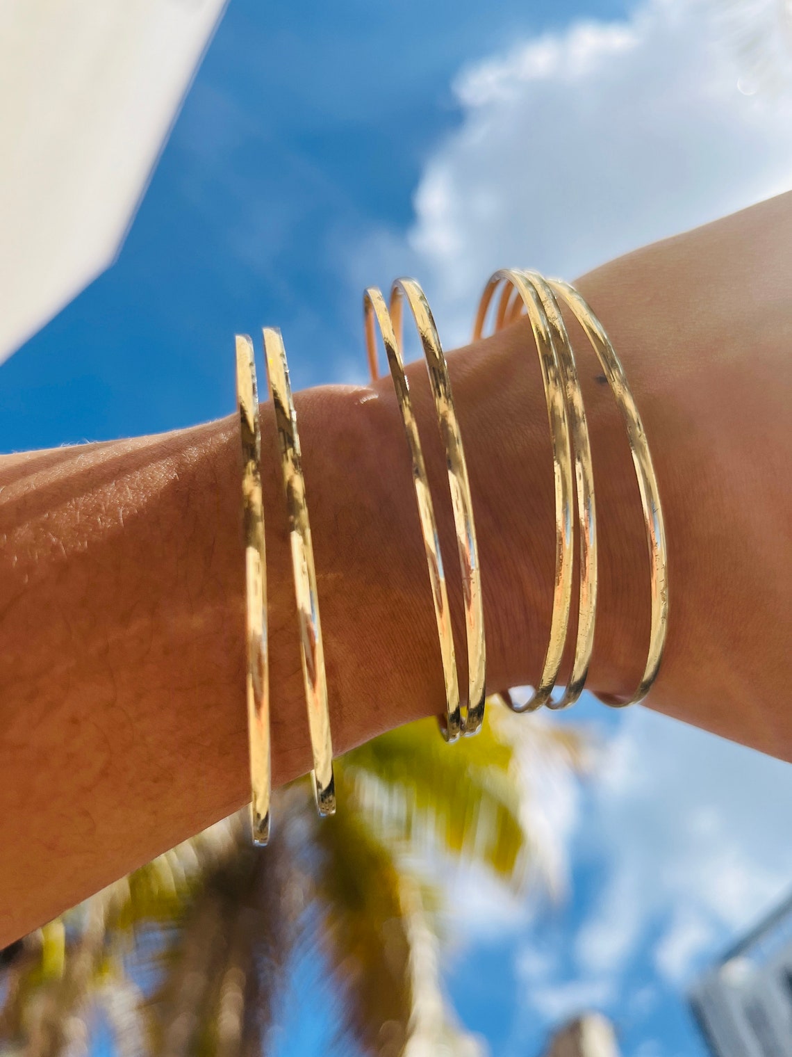Minimalist Gold Bangle Set of 5 Thin Gold Filled Bangle - Etsy