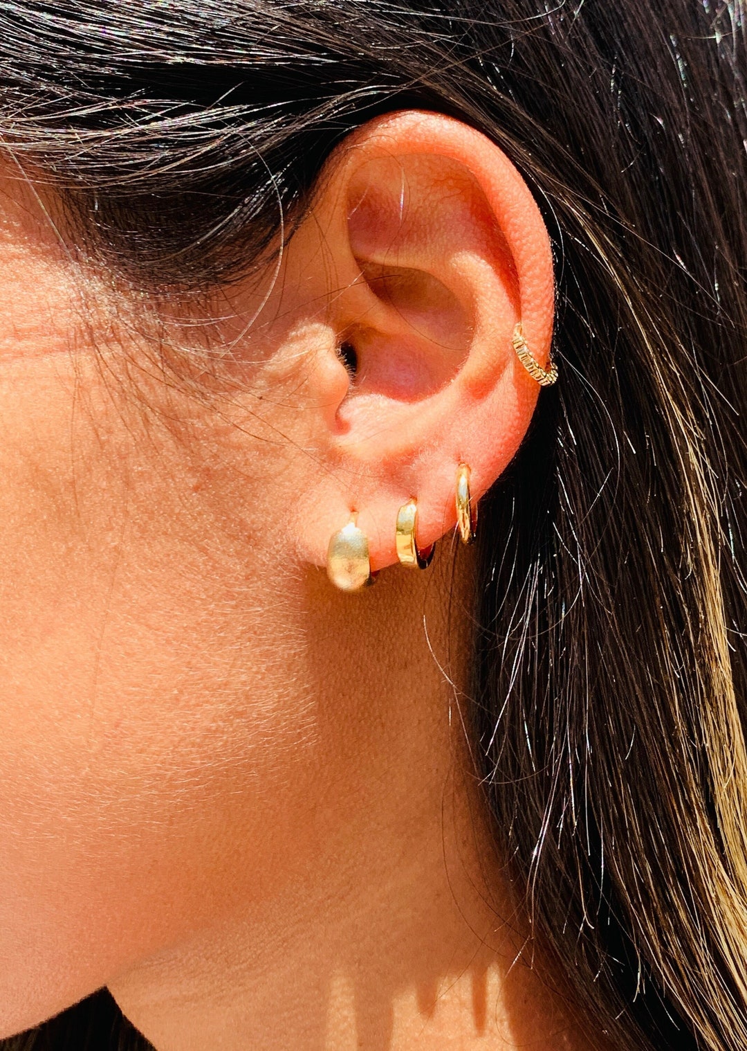 9mm Square Edged Mini Hoops, Gold Filled Huggies, Small Hoop Earrings, Dainty Huggy Earrings,ear ...