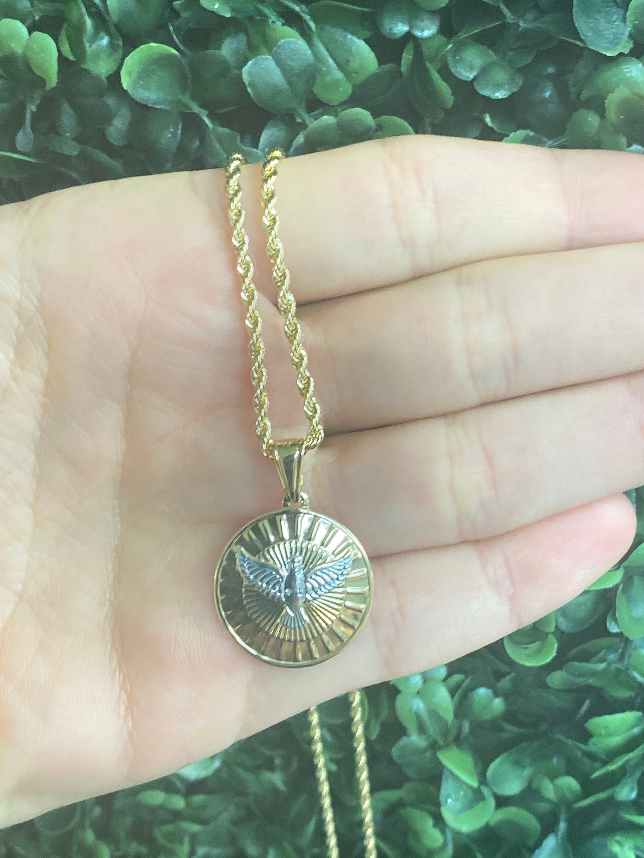 18K Holy Spirit Pendant on Rope Chain NecklaceConfirmation | Etsy