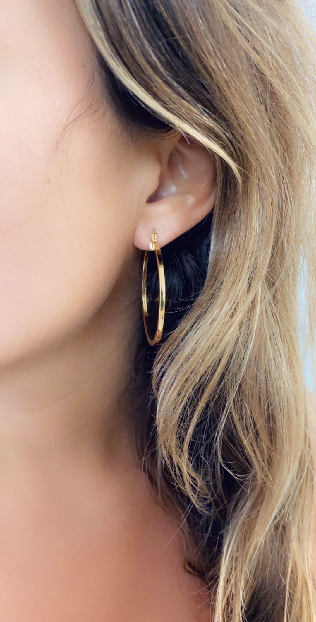 40mm Square Edged Hoops,18kt Gold Filled Hoop Earrings,dainty Everyday ...