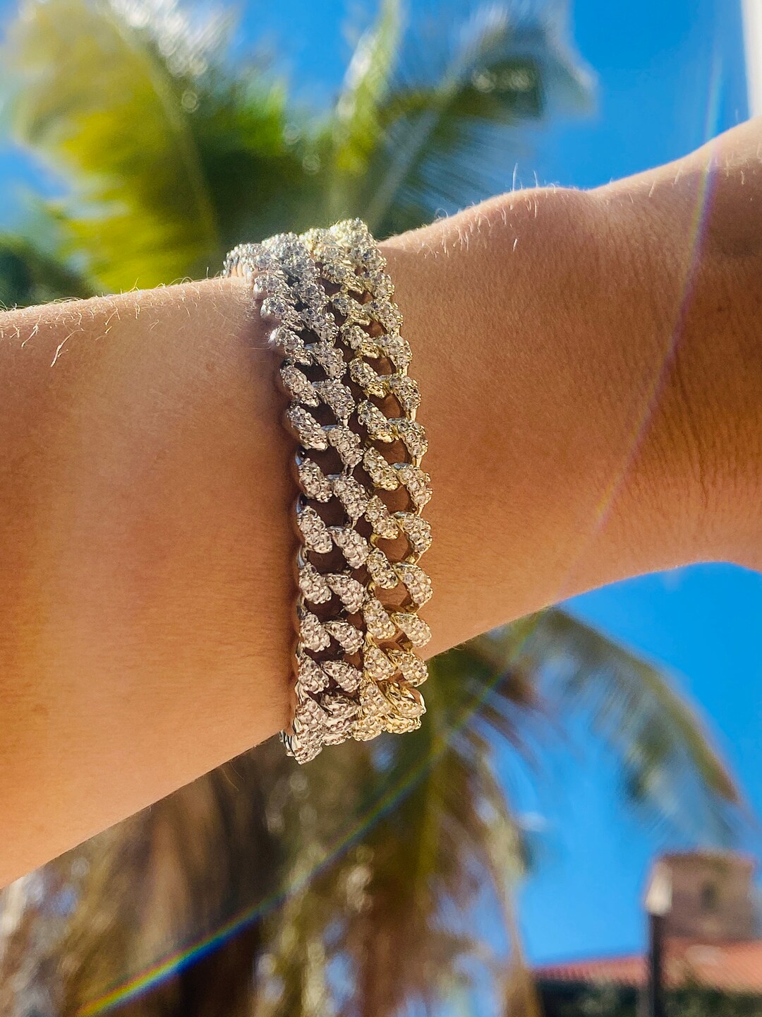 18K Pave Chain Link Bracelet,curb Chain Bracelet,thick Bracelet ...