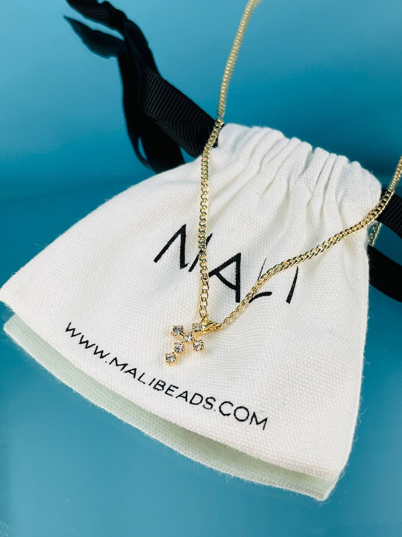 Tiny 18k Gold Cross Necklace, Dainty Diamond Charm, Religious ...