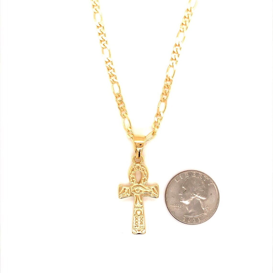 18K Mens Ankh Necklacegold Filled Ankh Figaro Necklaceankh - Etsy