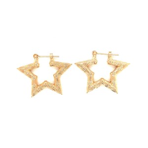 18k GF Lightweight Chunky Gold Star Hoop Earring,gold Filled Star ...