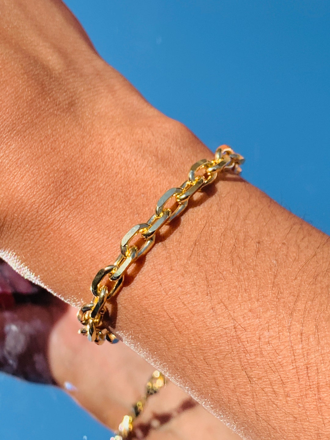 Thick Gold Filled Bracelet, Chunky Gold Chain Bracelet, Layering ...