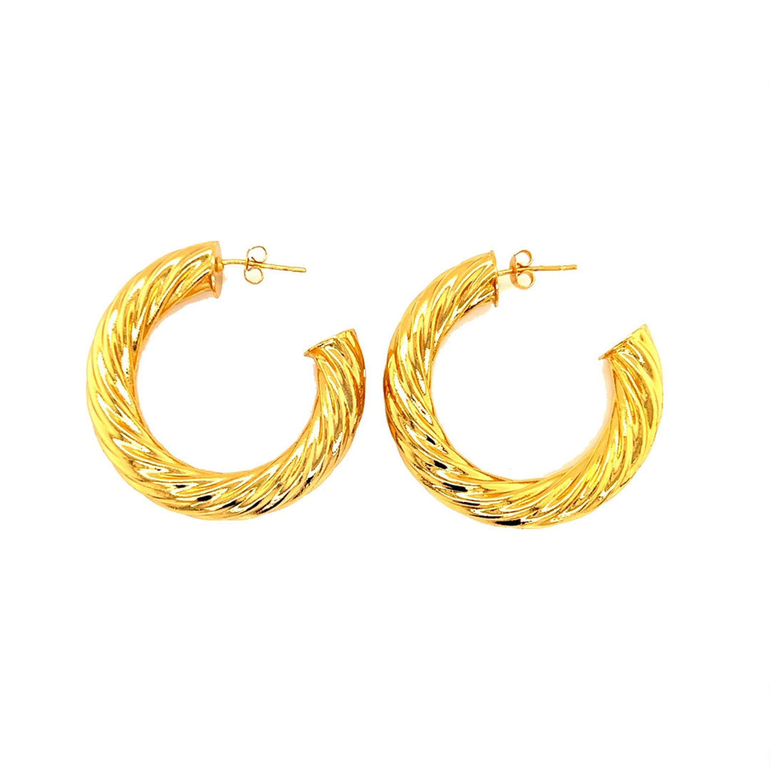 18K Gold Filled Thick Rope Hoops Braided Hoops Vintage - Etsy