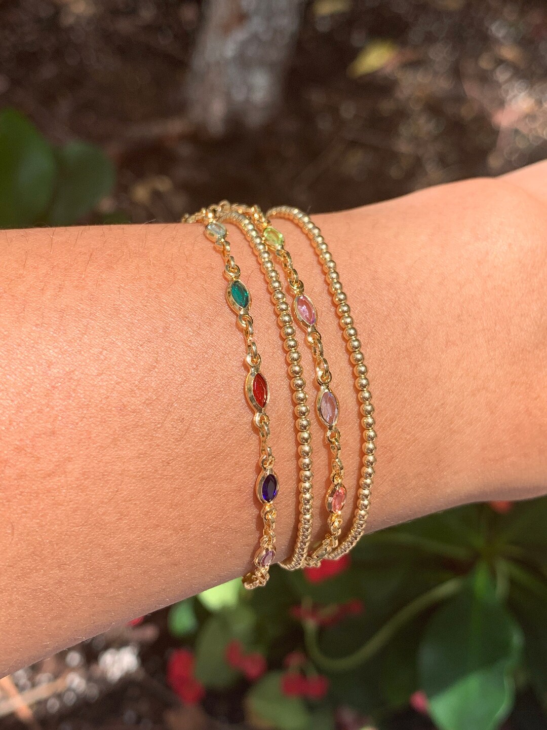 Colorful Gemstone Bracelet,gold Filled Layering Bracelet,birthstone ...