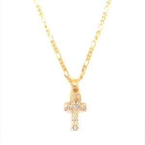 18K Mens Ankh Necklace,gold Filled Ankh Figaro Necklace,ankh Necklace ...