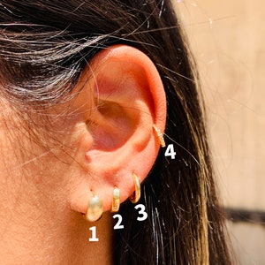 9mm Square Edged Mini Hoops, Gold Filled Huggies, Small Hoop Earrings, Dainty Huggy Earrings,ear ...