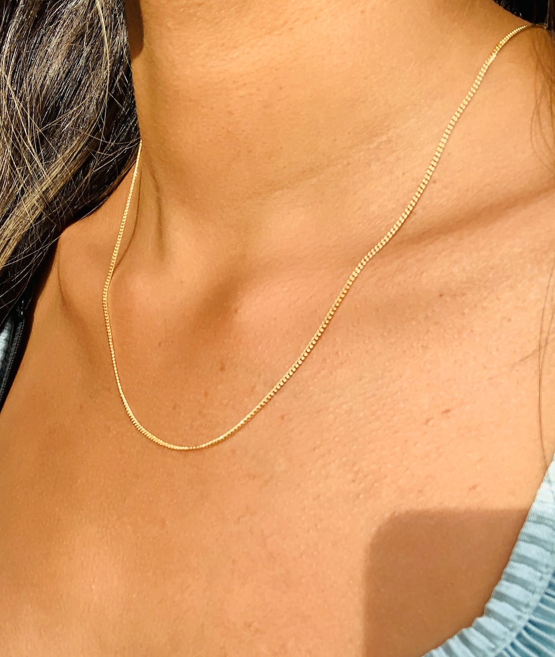 18K Gold Filled Thin Gold Chain, 1.2mm Curb Chain, 16" 18" 24" 30" Gold ...