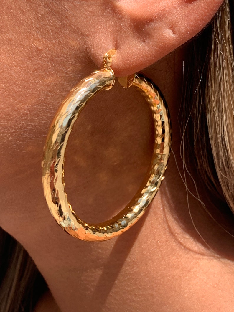 18K Large Gold Filled Hoop Earrings Large Hoop Earrings Gold - Etsy