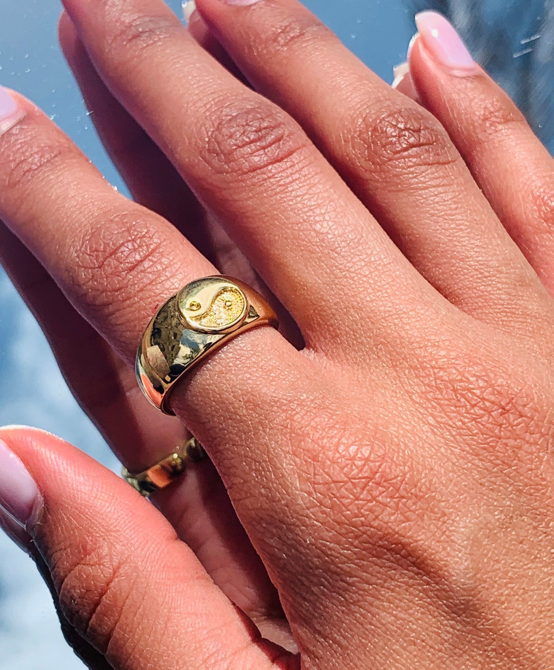 Gold Yin Yang Signet Ring,boho Ying Yang Hunky Ring,gift for Her,y2k ...