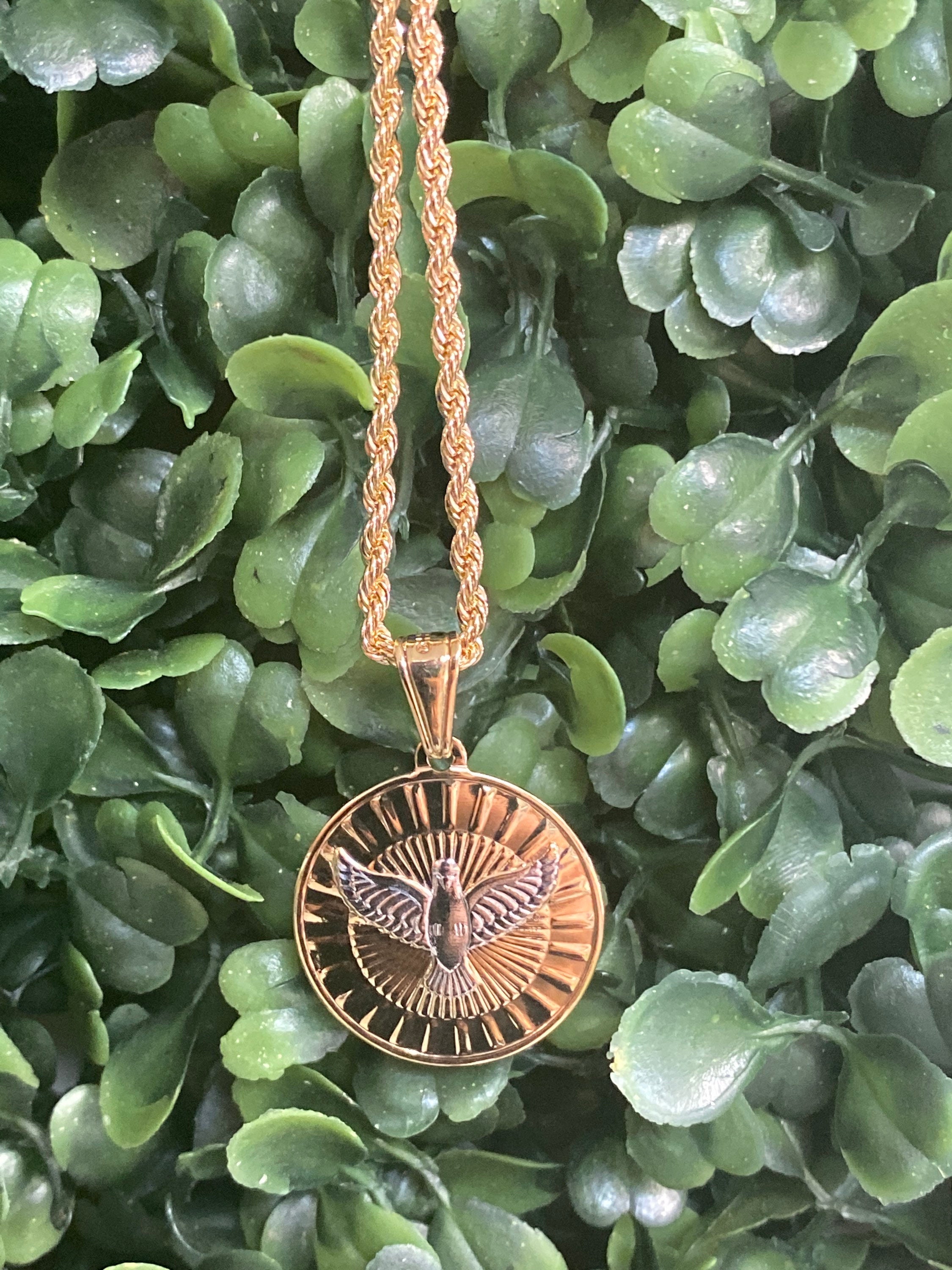 18K Holy Spirit Pendant on Rope Chain NecklaceConfirmation | Etsy