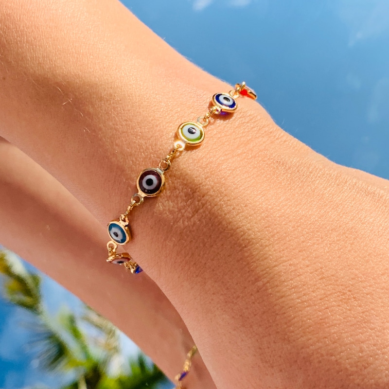Multicolor evil eye bracelet - Etsy.de